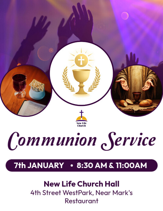 Communion Sunday service poster template | PosterMyWall