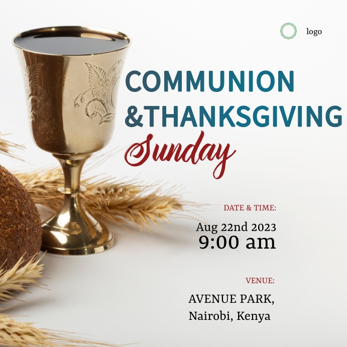Copy of Communion Thanksgiving Sunday Service Poster | PosterMyWall