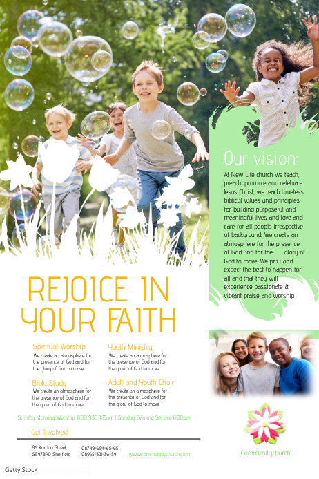 Community church Leaflet Template | PosterMyWall