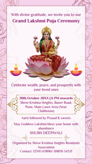 Plantilla de Community Diwali Lakshmi Puja Invitation Template ...