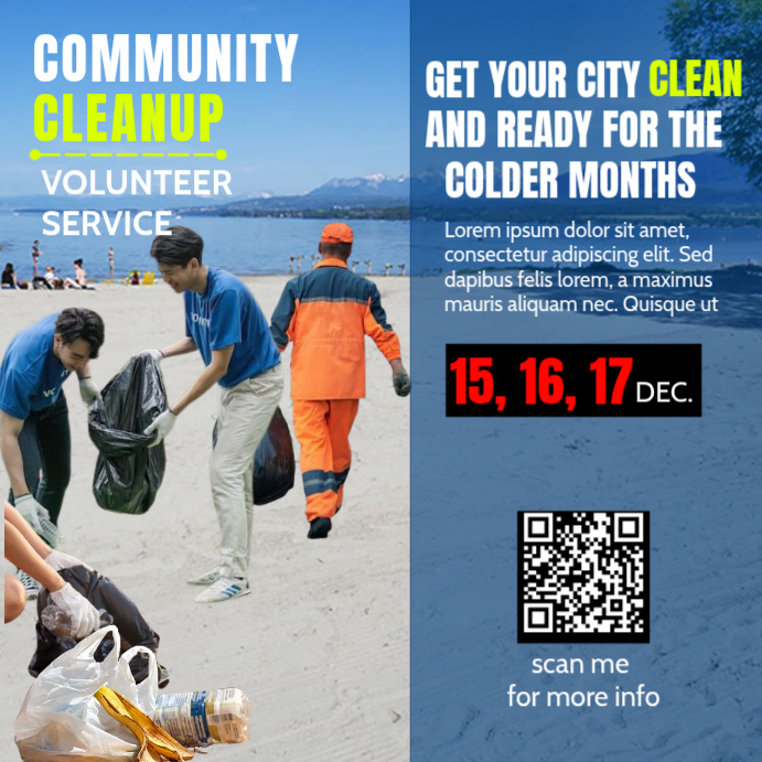 Plantilla de Community volontieer cleanup anouncement flyer | PosterMyWall