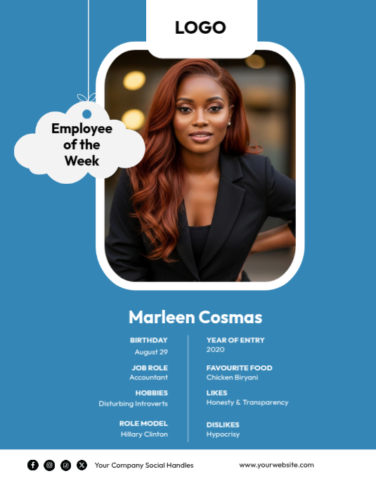 Company employee of the week profile Template | PosterMyWall
