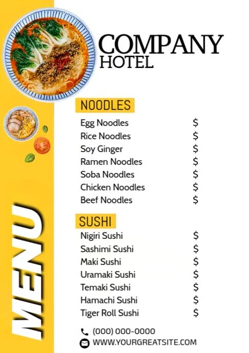 Company Hotel Food Menu Templat | PosterMyWall