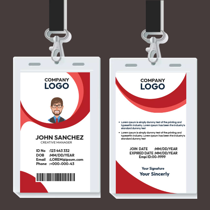 Modèle Company Id Card Red Theme | PosterMyWall