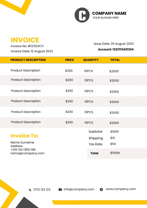 Company invoice Template | PosterMyWall