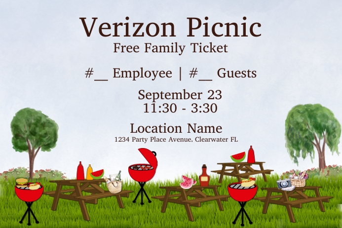Company Picnic Entry Ticket Template | PosterMyWall