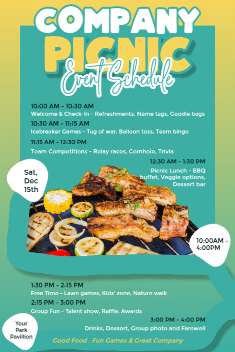 Company Picnic Event Schedule Template | PosterMyWall