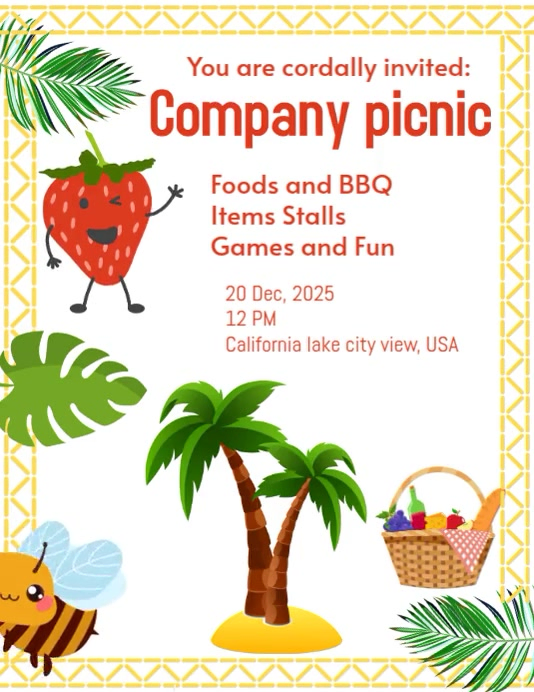 Company Picnic Flyer Template Free, Company Picnic Poster Template ...