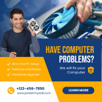 Blue Computer Repair Service Instagram Post Template | PosterMyWall