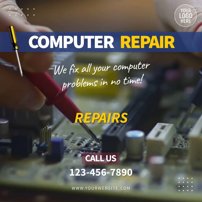 Computer Service & Repairs Video Ad Template | PosterMyWall