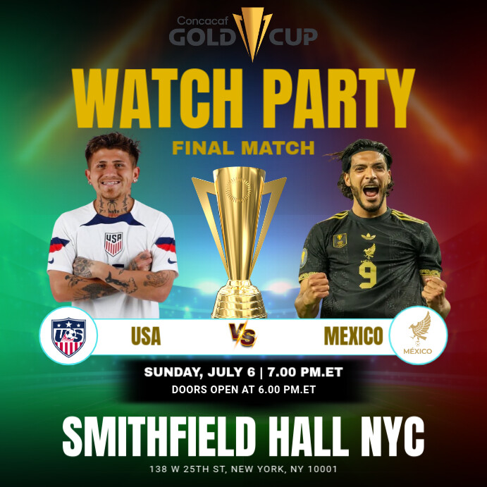 Concacaf Gold Cup Final 2025 Watch Party Instagram Post Template ...