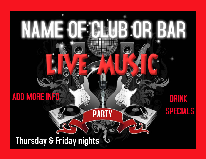 CONCERT BAND LIVE MUSIC BAR NIGNT CLUB EVENT BAR | PosterMyWall