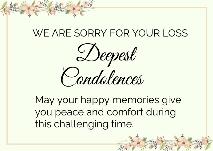 condolences card, sympathy card template | PosterMyWall