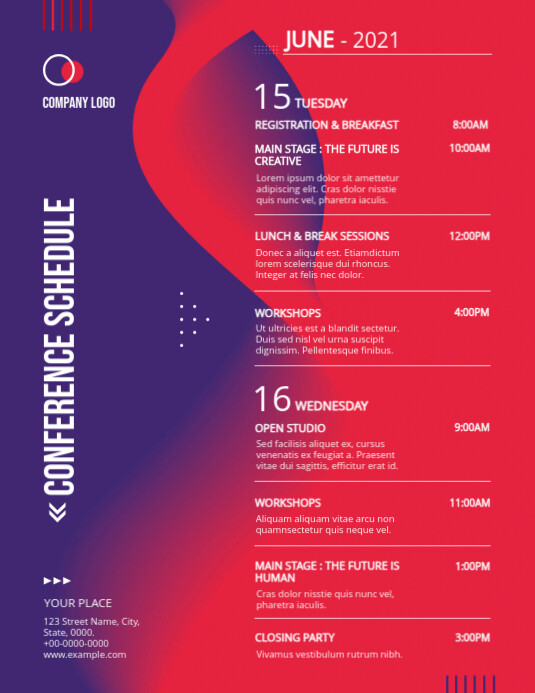 Copy of Conference Schedule Flyer template | PosterMyWall