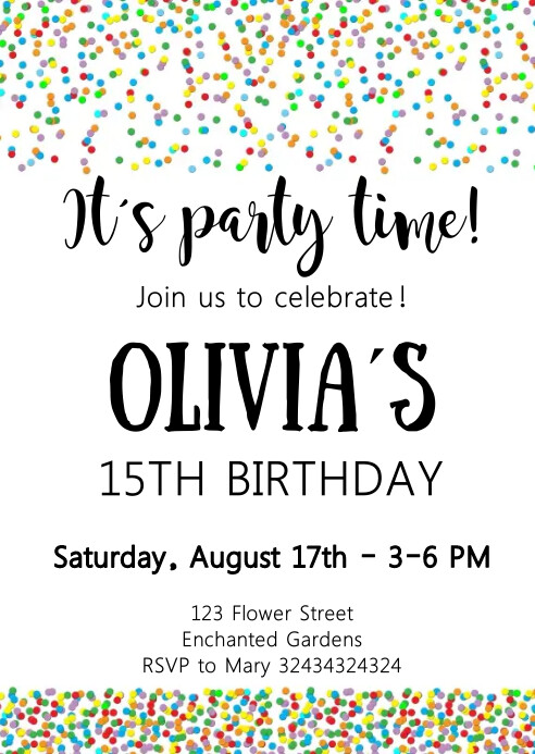 Confetti Party Invitation Template | PosterMyWall