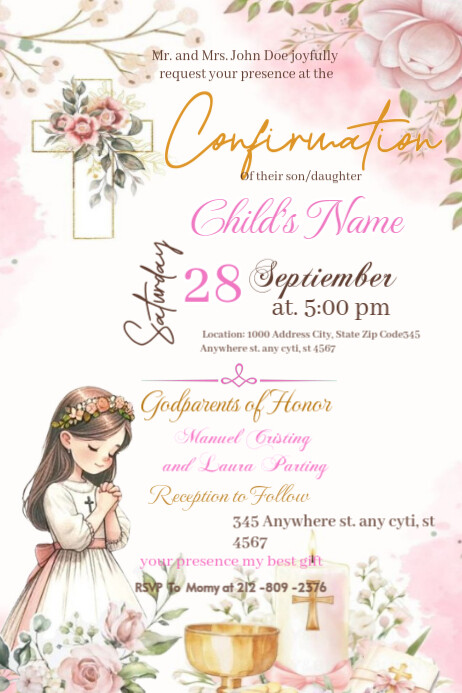 Copia de Confirmation invitation celebration happy Brithday party ...