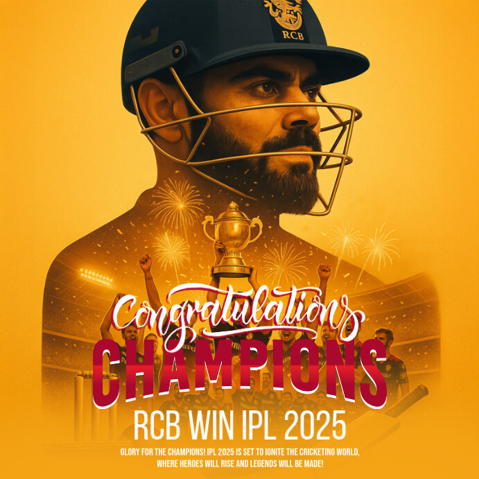 Congratulation royal challengers Bengaluru Template | PosterMyWall