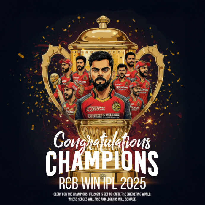 Congratulation royal challengers Bengaluru Template | PosterMyWall