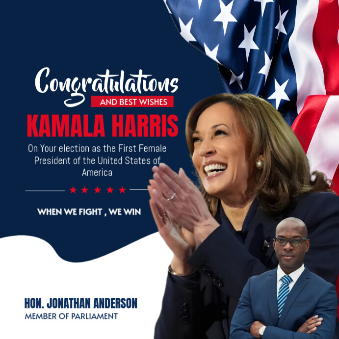 Plantilla de Congratulations and best Wishes Kamala Harris | PosterMyWall