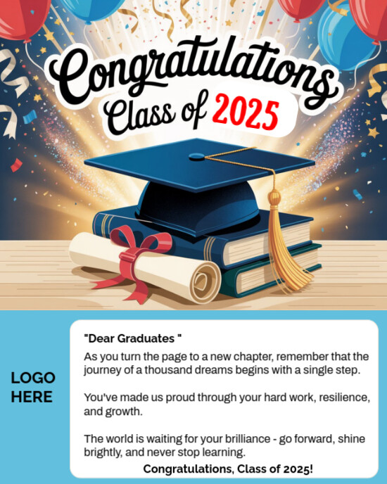 Copy of Congratulations Class of 2025- Graduation Poster with Cap ...