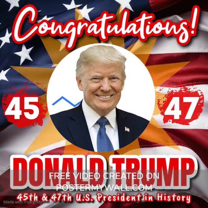 Plantilla de Congratulations Donald Trump For 47th President Of The ...