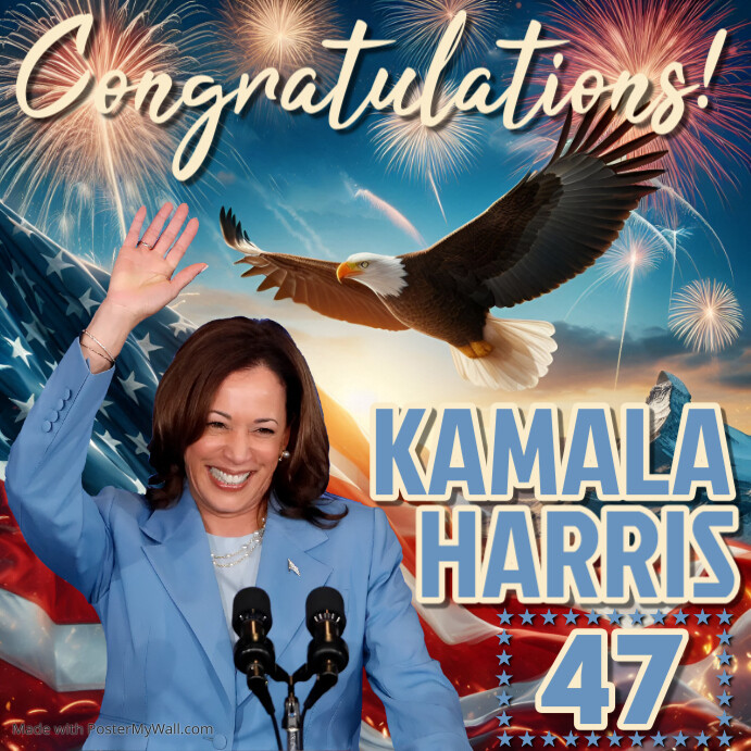 Plantilla de Congratulations Kamala Harris 47 Election Winning ...