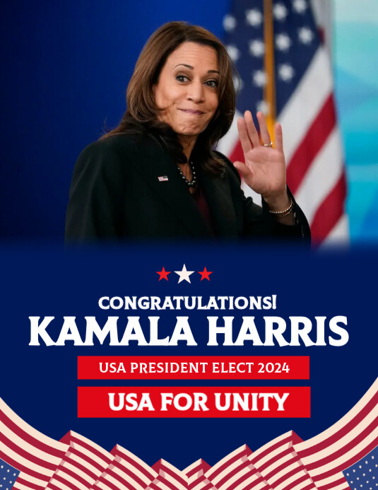 Congratulations Kamala Harris President USA Flyer Template | PosterMyWall