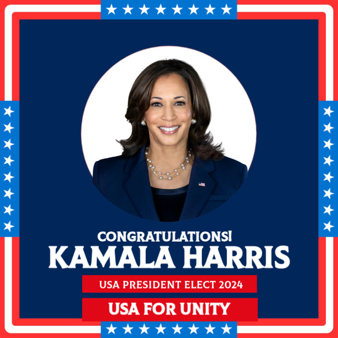 Congratulations Kamala Harris President USA Flyer Template | PosterMyWall