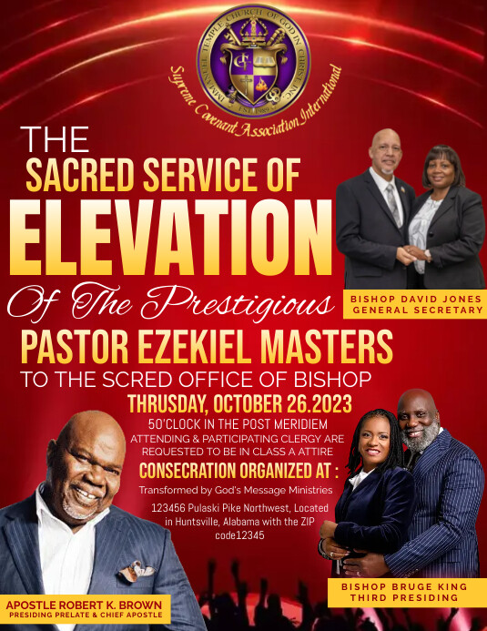 Consecration Flyer , bishop, church flyer , c Template | PosterMyWall