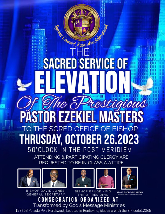 Consecration Flyer , bishop, church flyer , Template | PosterMyWall