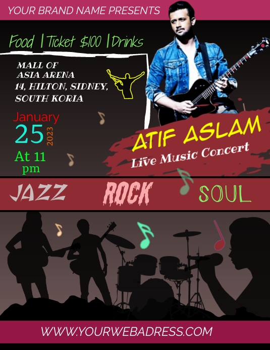 Brosur Template Selebaran Konser | PosterMyWall