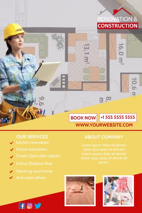 Copy of construction & renovation service poster | PosterMyWall