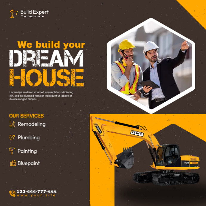 Construction and house building ad template | PosterMyWall