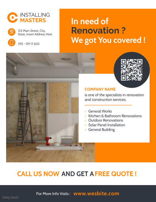 construction and renovation services modern m Template | PosterMyWall