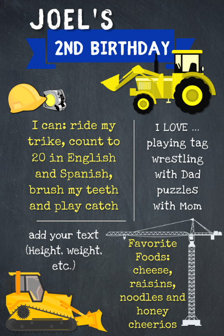 Construction Birthday Poster Template | PosterMyWall