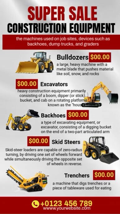Construction Equipment Sale Template | PosterMyWall