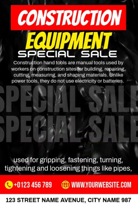 Plantilla de Construction Hand Tools Equipment | PosterMyWall