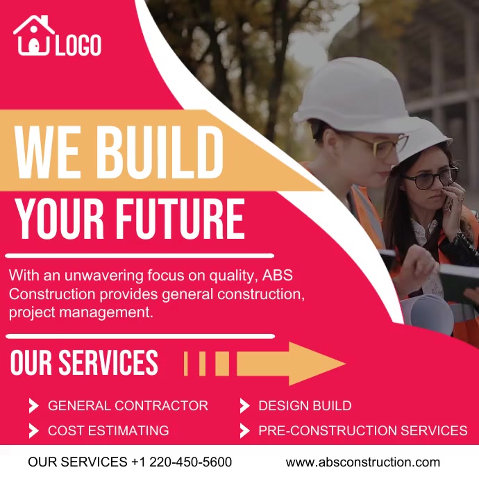 Construction Service Provider & Builders Vide Template | PosterMyWall