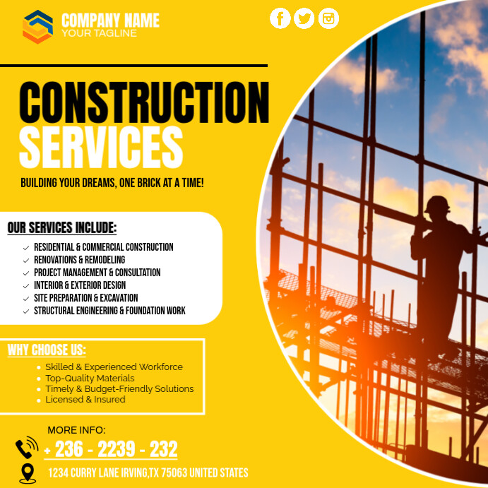 Copy of CONSTRUCTION SERVICES | PosterMyWall