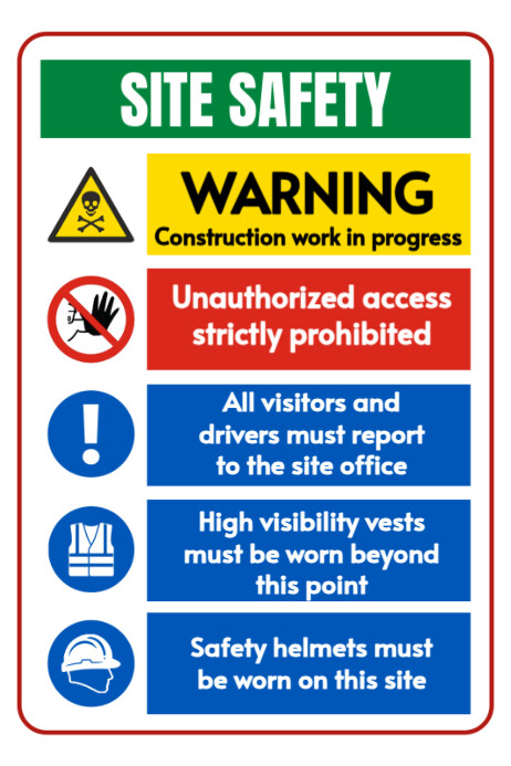 Construction Site Safety Sign Poster Template Design | PosterMyWall