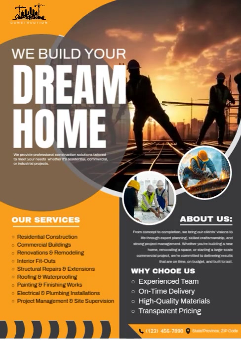 Construction video template | PosterMyWall