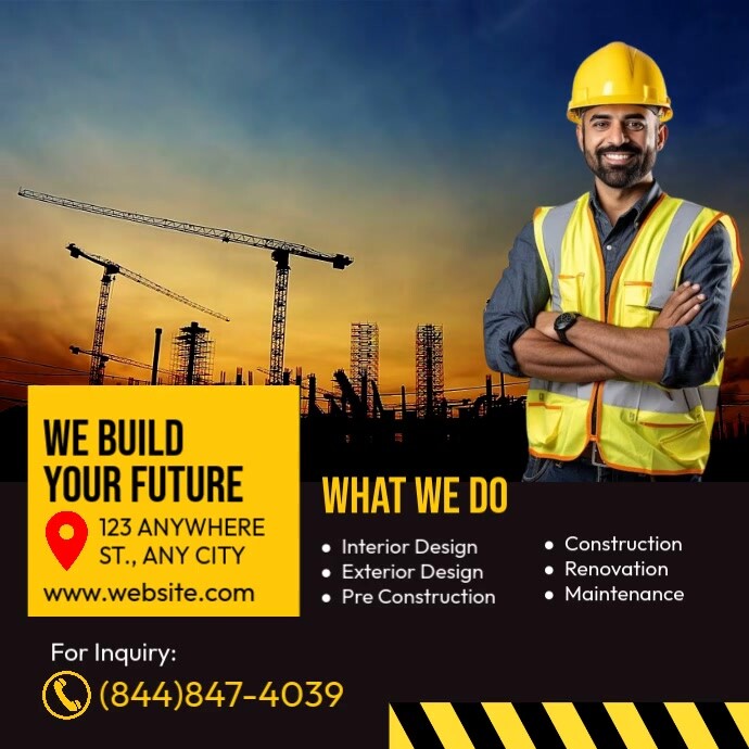 Construction Worker Template | PosterMyWall