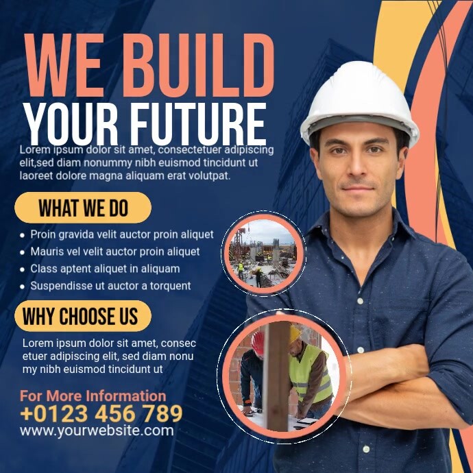 Construction Worker Services Ads Template | PosterMyWall