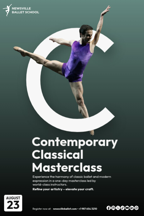 Contemporary Classical Ballet Masterclass Flyer Template Instagram Post | PosterMyWall