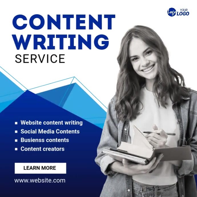 Content Writing Service Banner Ad Template | PosterMyWall