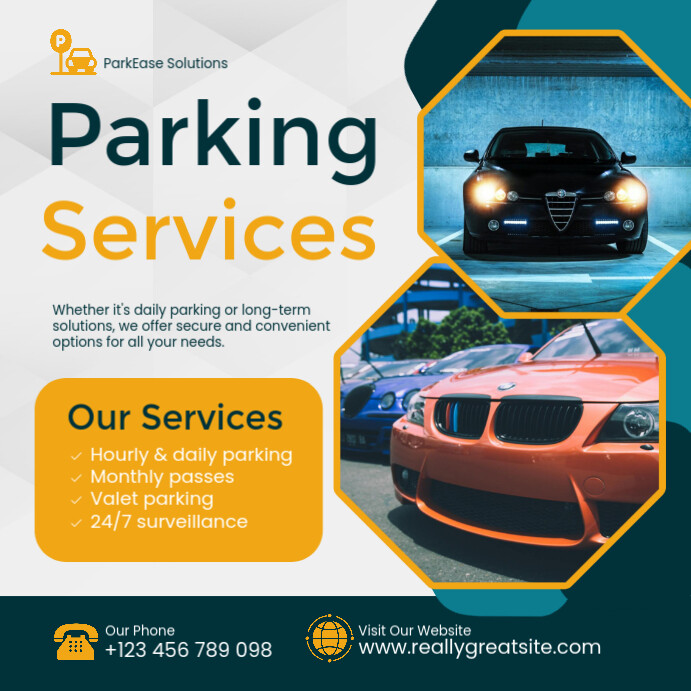 Copy of Convenient & Secure Parking Services Advertisement Template ...