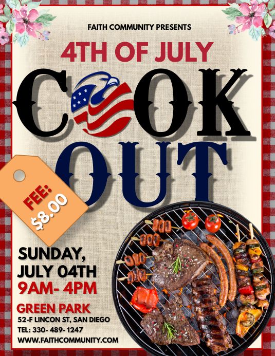 COOK OUT 4TH Template | PosterMyWall