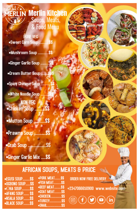 Cooking Food and drinks menu Poster Template | PosterMyWall