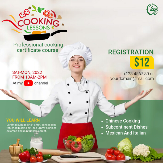 Cooking Lessons Ad Template | PosterMyWall