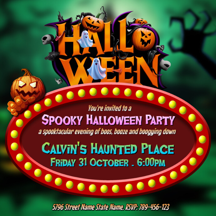 Cool Halloween Party Invitation Card Templat | PosterMyWall